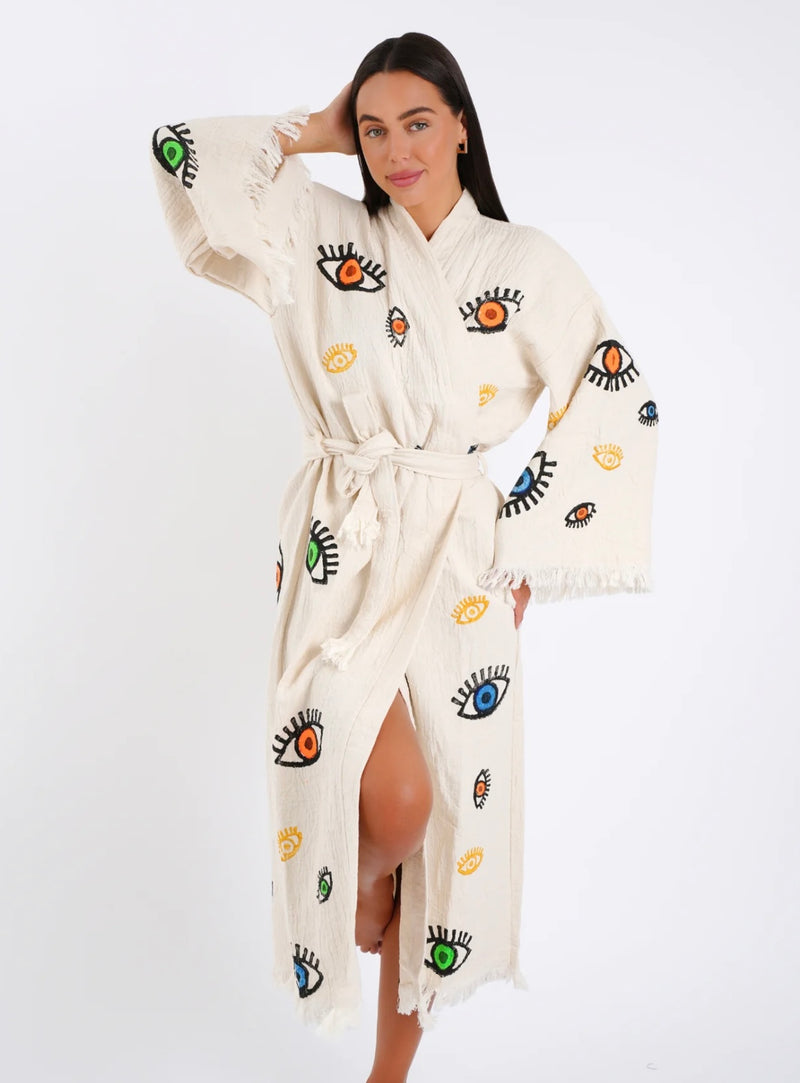 Multi colour Cotton Evil Eye Robe – Cie Cie + Co